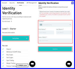 비트마트(BitMart) 가입 방법 및 KYC 신원 인증 방법 - 94bit